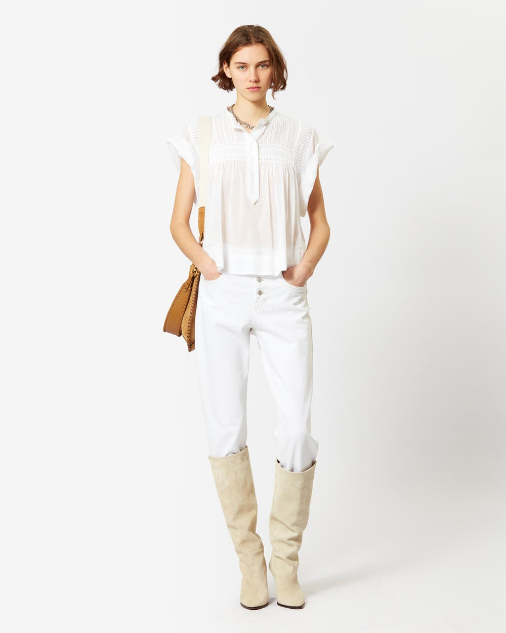 Leaza Top Woman white | ISABEL MARANT Official online store